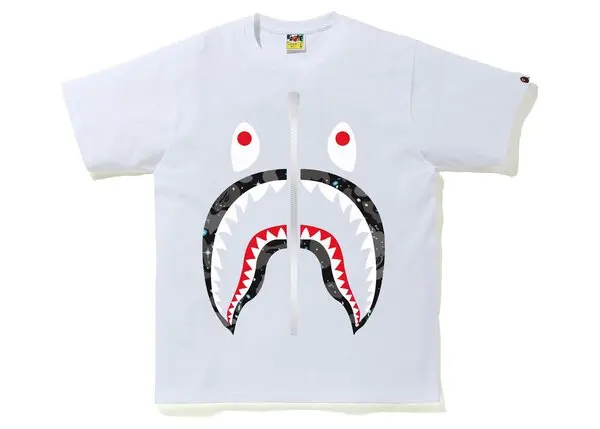 A BATHING APE Space Camo Shark Tee Shirt - White