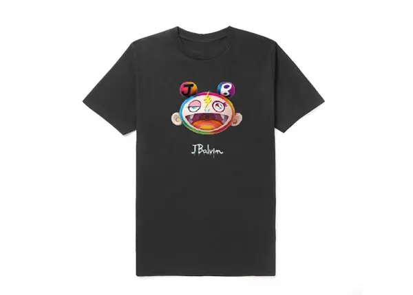 J BALVIN X Takashi Murakami Kiki Face Tee Shirt - Black