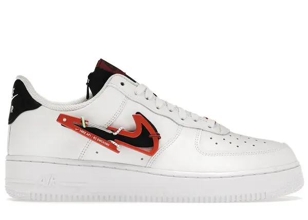 Nike Air Force 1 Low Carabiner Swoosh Sneakers - White/black/pomegranate