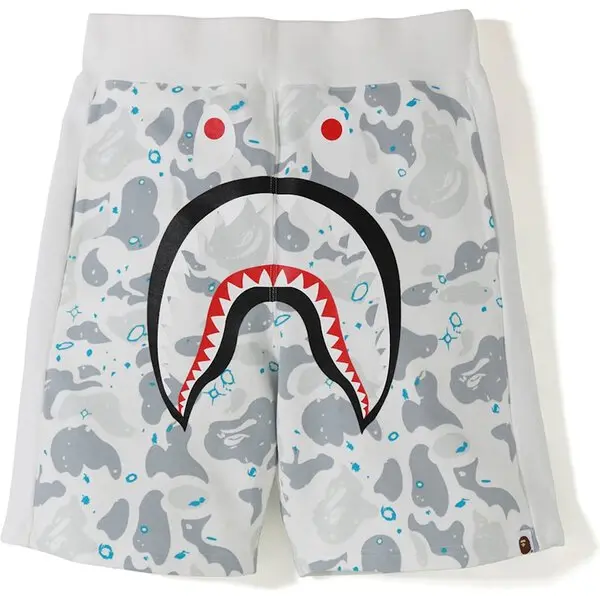 BAPE Space Camo Shark Sweat Shorts - White