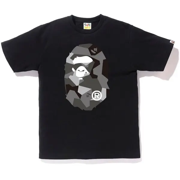 A BATHING APE Splinter Camo Big Ape Head Tee Shirt - Black