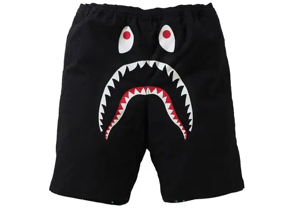 A BATHING APE Space Camo Shark Reversible Shorts - Black
