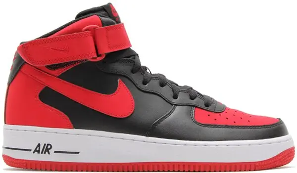Nike Force 1 Mid Sneakers - Black/gym Red/white