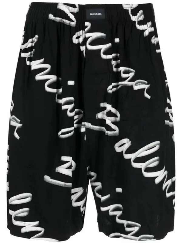 Balenciaga Scribble Logo Bermuda Shorts
