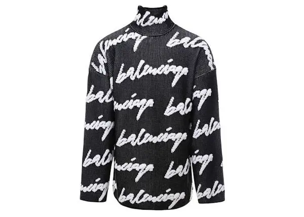Balenciaga Logo Turtleneck Jersey Sweater