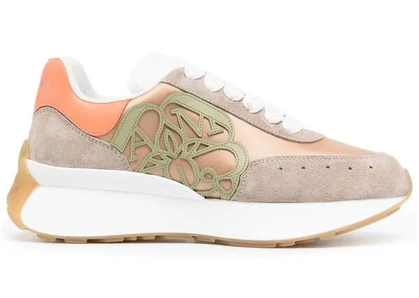 Alexander McQueen Sprint Runner Sneakers - Orange/grey/gold