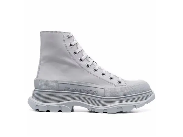 Alexander McQueen Tread Slick Leather Boots - Gray