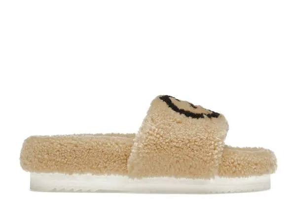 Gucci Interlocking G Wool Slides - Light Brown