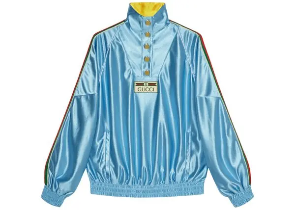 Gucci Shiny Jersey Sweatshirt With Web - Light Blue