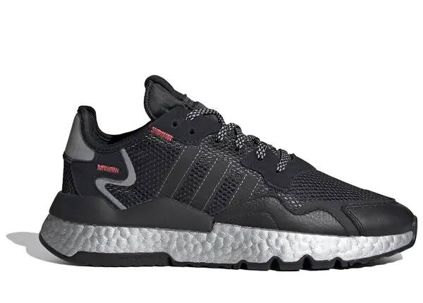 Adidas Nite Jogger Sneakers - Core Black/ Shock Red/ Silver Metallic