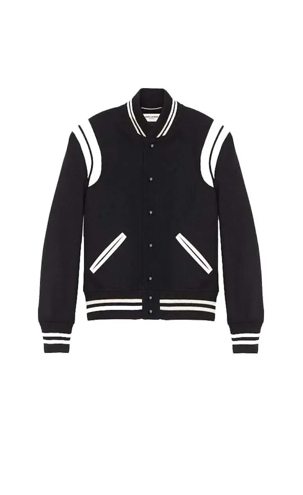 Saint Laurent Wool Teddy Jacket - Black/white