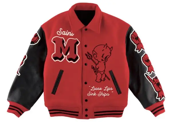 SAINT MXXXXXX Varsity Jacket - Red