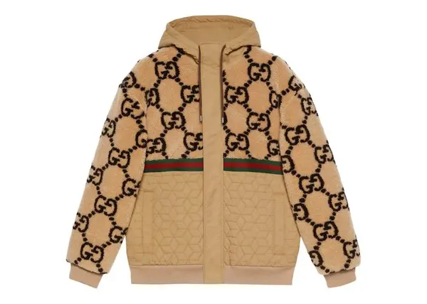 Gucci Gg Jacquard Oversized Hooded Wool Jacket