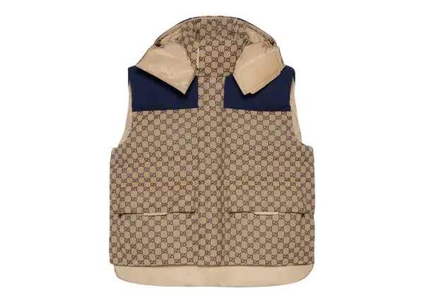 Gucci Gg Canvas Down Vest With Detachable Hood