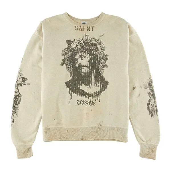 SAINT MXXXXXX Jesus Graphic Crewneck Sweatshirt