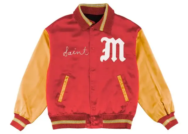 SAINT MXXXXXX Varsity Jacket - Red Yellow