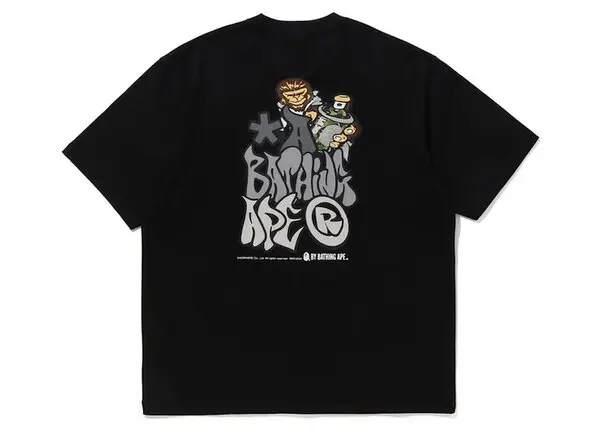 A BATHING APE Graffiti Relaxed Fit Tee Shirt - Black