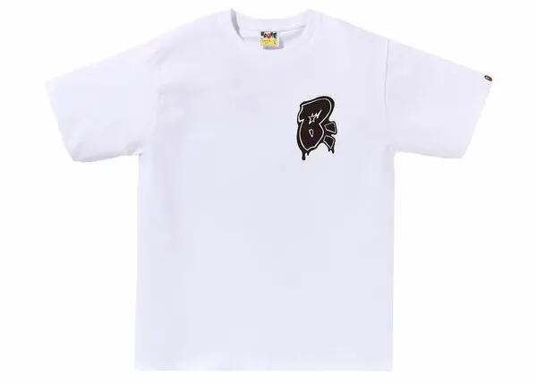 A BATHING APE Graffiti B One Point Tee Shirt - White