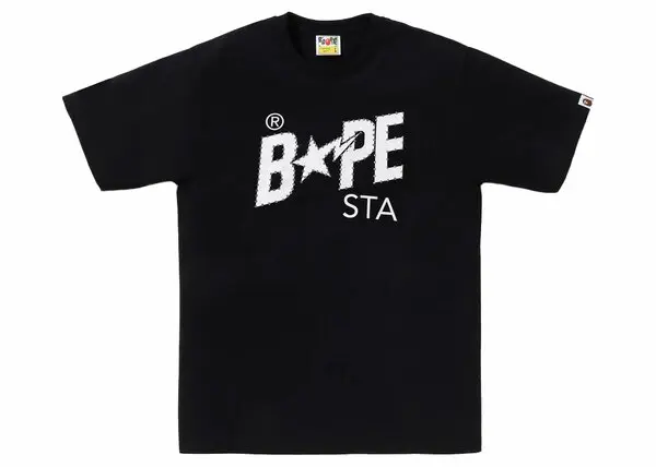 A BATHING APE Crystal Stone Sta Logo Tee Shirt - Black