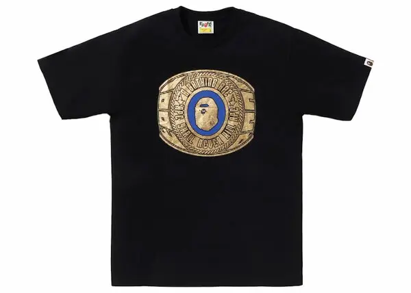 A BATHING APE Foil College Ring Tee Shirt - Black
