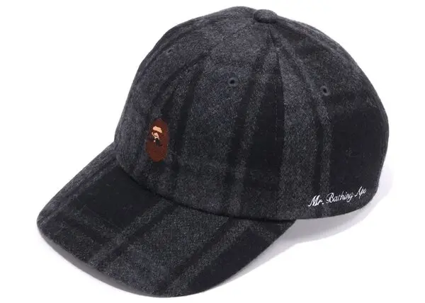 BAPE Golf Mr Bathing Ape Flannel Check Cap - Black