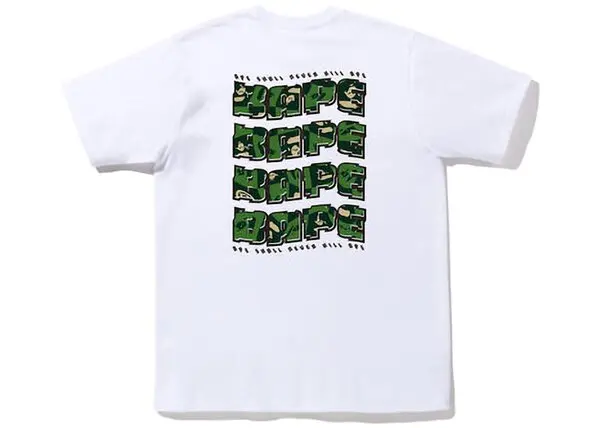 A BATHING APE Distortion Tee Shirt - White Green