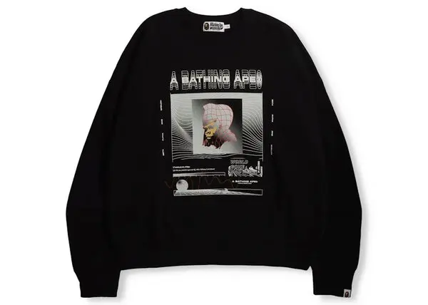 BAPE Graphic Loose Fit Crewneck Sweatshirt - Black