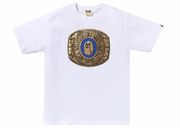 A BATHING APE Foil College Ring Tee Shirt - White