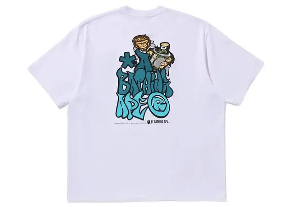 A BATHING APE Graffiti Relaxed Fit Tee Shirt - White