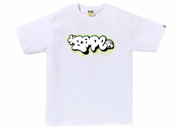 A BATHING APE Graffiti Logo Tee Shirt - White
