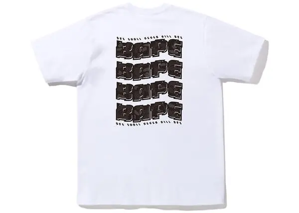 A BATHING APE Distortion Tee Shirt - White Black