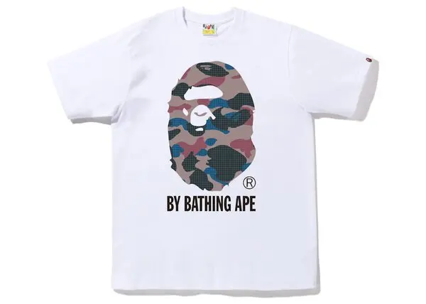 A BATHING APE Grid Camo Bathing Ape Tee Shirt - White Purple