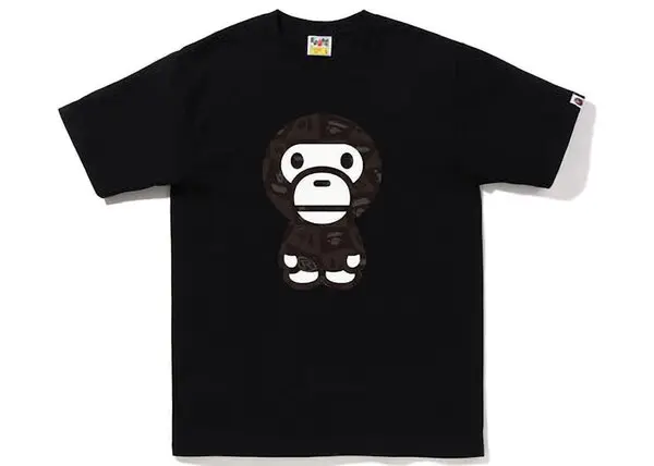 A BATHING APE Distortion Big Baby Milo Tee Shirt - Black Black
