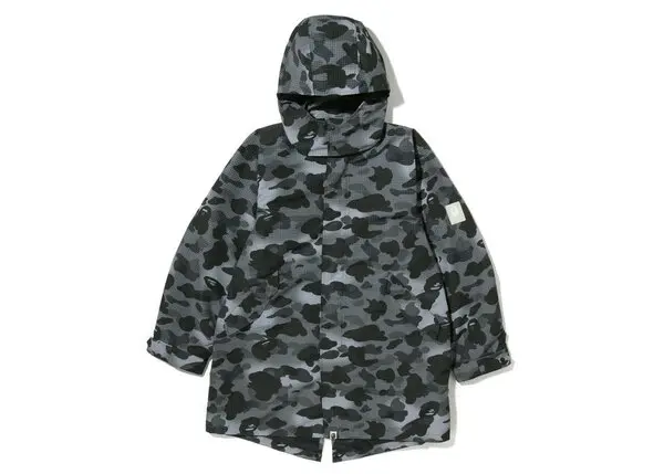 A BATHING APE Grid Camo Relaxed Fit Fish Tail Coat