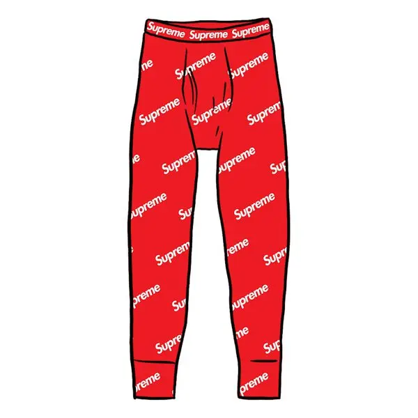 Supreme Hanes Thermal Pant - Red Logos