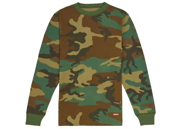 Supreme Hanes Thermal Crew Fw19 - Woodland Camo