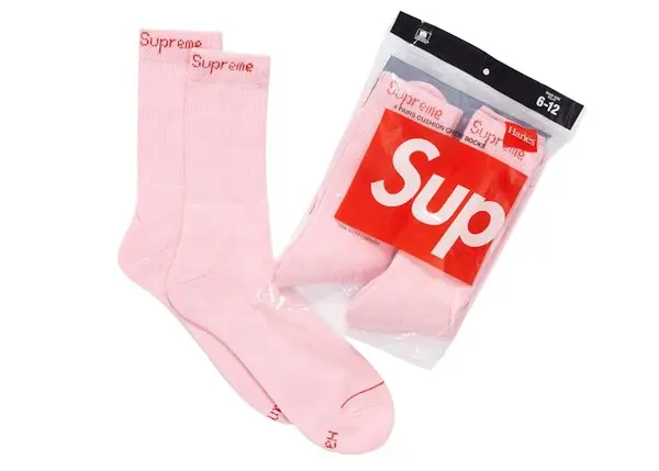 Supreme Hanes Crew Socks - Pink