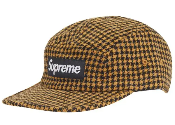 Supreme Houndstooth Wool Camp Cap - Yellow