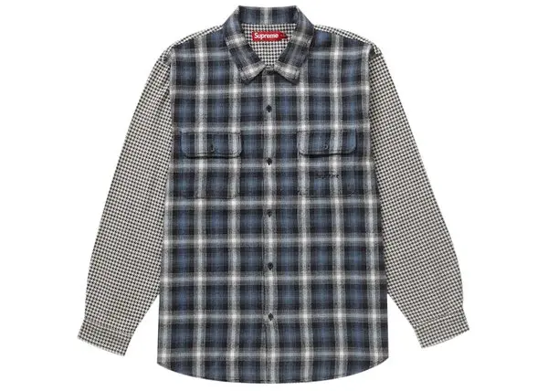 Supreme Houndstooth Plaid Flannel Shirt - Navy