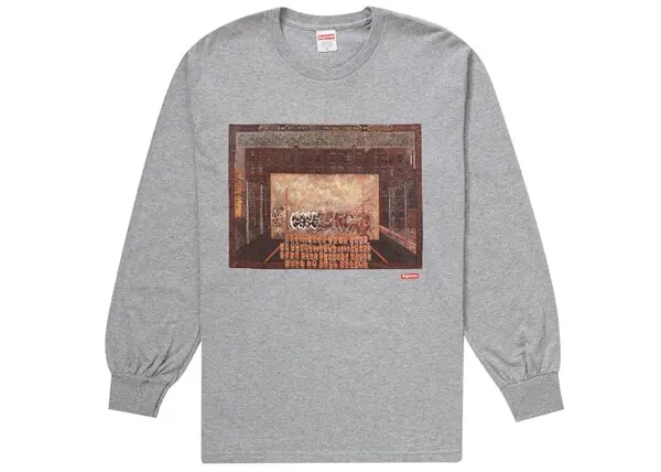 Supreme Martin Wong Attorney Street Long Sleeve Tee Shirt - Heather Grey