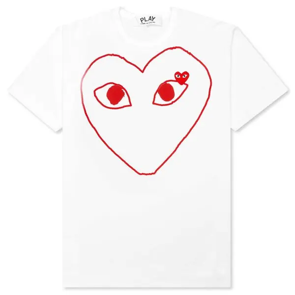 Play Comme Des Garcon Red Emblem Outline T-shirt - White