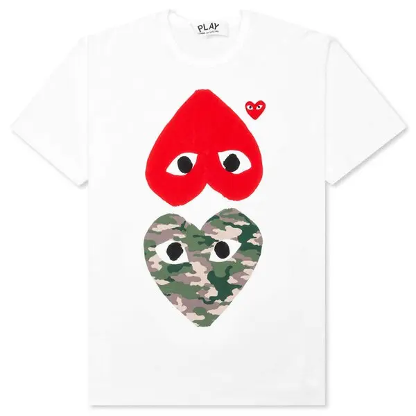 Play Comme Des Garcon Camouflage Mirror Heart T-shirt - White
