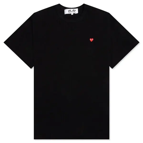 Play Comme Des Garcon Small Red Heart T-shirt - Black