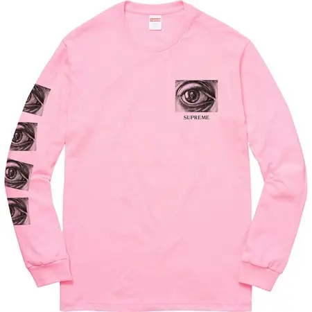 Supreme Mc Escher Eye Long Sleeve Tee Shirt - Pink