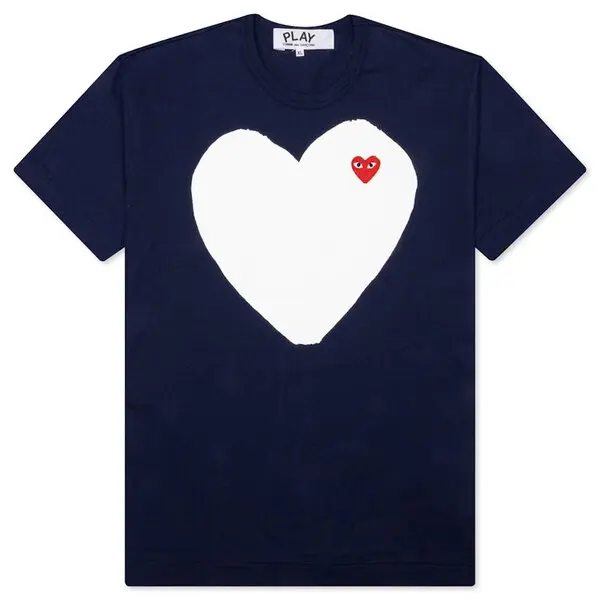 Play Comme Des Garcon White Heart T-shirt - Navy Blue