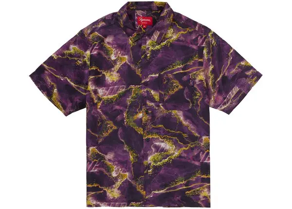 Supreme Marble Silk Short Sleeve Shirt - Purple