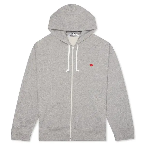 Play Comme Des Garcon Small Red Heart Zip Up Hoodie
