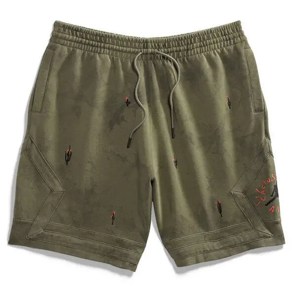 TRAVIS SCOTT Jordan Washed Suede Shorts - Olive