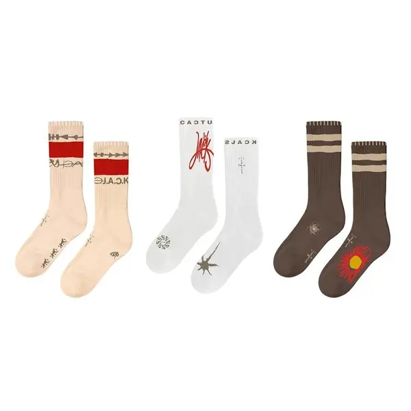TRAVIS SCOTT Reverse Jack Socks Trio - Brown/white/cream