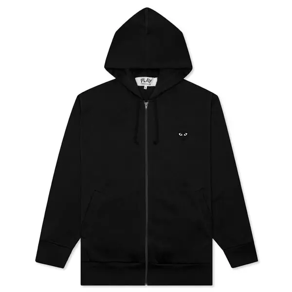 Play Comme Des Garcon Big Heart Zip Up Hoodie - Black